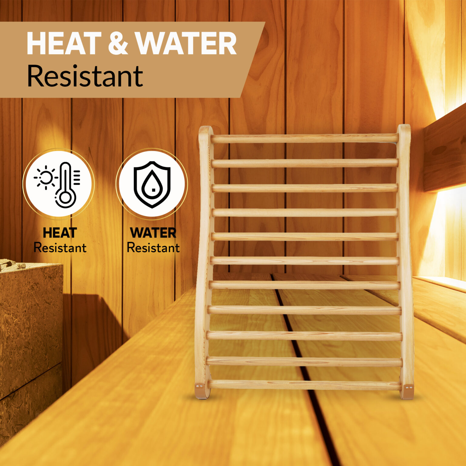 Pasithea Sauna Backrest – Premium Red Cedar & Slip-Resistant